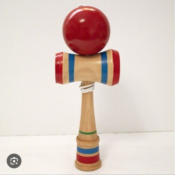 Unbranded | Toys | Wooden Kendama Toy Catch Red Ball On Stick Red Blue ...